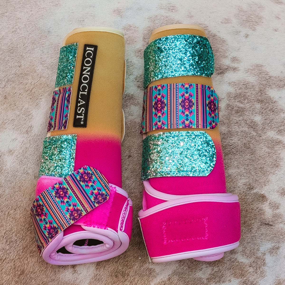 Medium Yellow to Pink Double Dyed Iconoclast Fronts w/ Geo Serape and ...