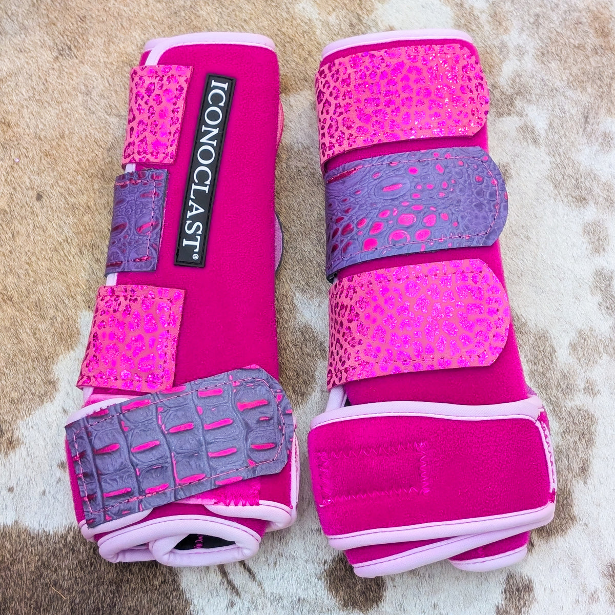 Medium Berry Dyed Iconoclast Fronts w/ Pink Tipped Croc Leather and Pi ...